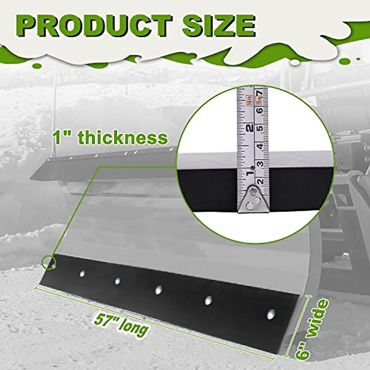 vikofan 57" Snow Plow Edge Snow Plow Rubber Deflector Plow Cutting Edge 57" Long x 6" Wide x 1" Thick