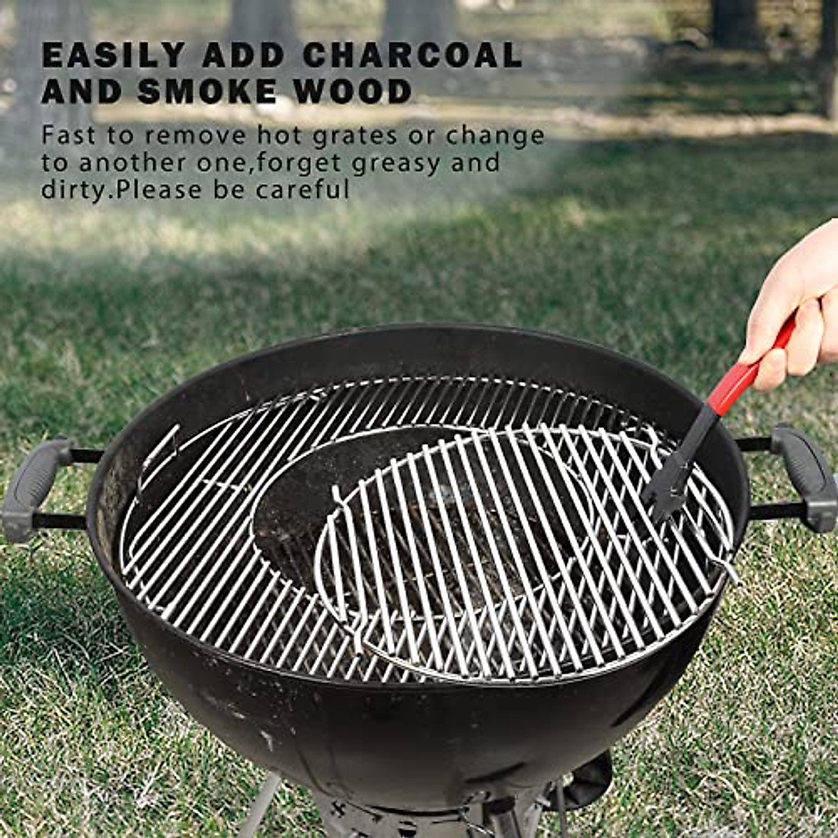 KAMaster Cast Iron Grill Grate Lifter,Grid Lifter Gripper Fit Big Green Egg Accessories Kamado Grill Joe Primo Vision Louisiana Grills,Grate Lifters with Red Protective Cover for Moving Hot Grate