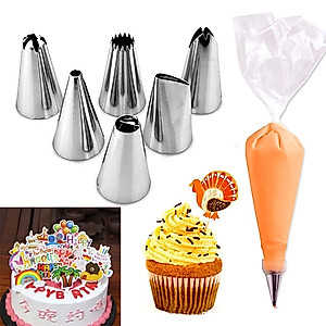 RUISENLAI 260pcs Cake Pan Set for Baking + Cake Decorating Supplies: 3 Round Non Stick Springform Pan Set (4, 7, 9 inches), Icing Tips, disposable piping bags – with 60 Pcs Parchment Paper Liners