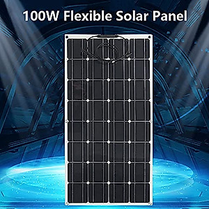 100W Flexible Solar Panel High Efficiency Monocrystalline Portable Solar Panel Outdoor Emergency Charging Rechargeable Power for Home Camping Boat