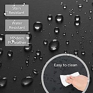 HERA'S PALACE Bar Stool Counter Height Modern Barstools Bar Height Without Back, 24" Leather Bar Chairs Industrial with Footrest for Kitchen, Living Room, Dining Bar, Indoor, Black