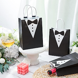 Yexiya 100 Pieces Groomsman Gift Bags for Wedding Tuxedo Gift Bags with Handle Paper Gift Bags for Wedding Groomsman Bridesmaid Party Favors Gift Wrapping Supplies