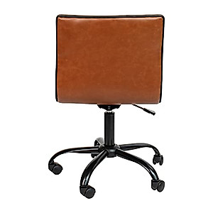 Flash Furniture Office Task Chair - Brown Vinyl - Black Frame - Armless - Ribbed Back and Seat - Low Back Design