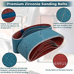 Tanzfrosch 3x21 Inch Belt Sander Sanding Belts Kit 20 Pcs (5 Each of 40/60/80/120 Grits), Zirconia Belt Sander Paper Sanding Belts for Wood, Metal, Cars, and Furniture, 20-Pack