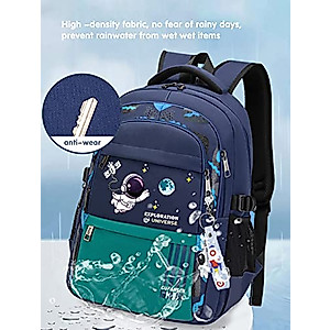 Astronaut Backpack for Boys Teens, Large Capacity School Bag Bookbag for Kids Elementary Middle (Blue Cyan)