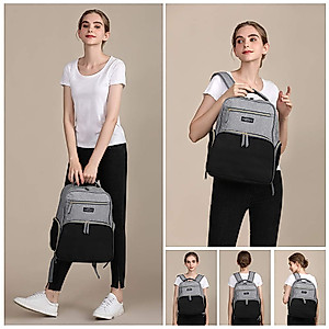 Breast Pump Backpack Diaper Bag - Multi-Function Cooler and Moistureproof Bag for Mother Baby Bottle Breast Milk Pump Mommy Outdoor Working Backpack with Insulation Pocket (Grey&Black)