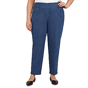 Alfred Dunner Womens Plus-Size Super Stretch Mid-Rise Average Length Pant, Medium Denim, 18W