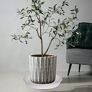 Bleusea 3 Pack of Deep Plant Saucer 18 19 inch, Large Heavy Duty Plastic Plant Saucers 18" Round, Plant Drip Trays for for Indoors Outdoor, Pot Tray for Planter 17-20" (Creamy White)