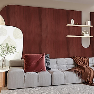 BAYYA Cherry Wood Grain Paper Waterproof Peel and Stick Wallpaper Red Brown Decorative Furniture Sticker for Kitchen Cabinet Door Table Floor Shelf Drawer Liner Self-Adhesive Film