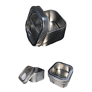 Shirin Packaging Metal Tin Containers for Mint Storage Metal Tins With Lids Tin Boxes Small Metal Box Lid 15/1, storage container square 2.6" x 2.6" x 1.6" Bead Organiser, Treasure Box Silver