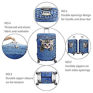 TAPE FIVE Washable Travel Luggage Cover Thickened Luggage Cover 18/24/28/32 Inch Suitcase Spandex Protective Cover (L(26"-28" luggage), Pocket Cat)