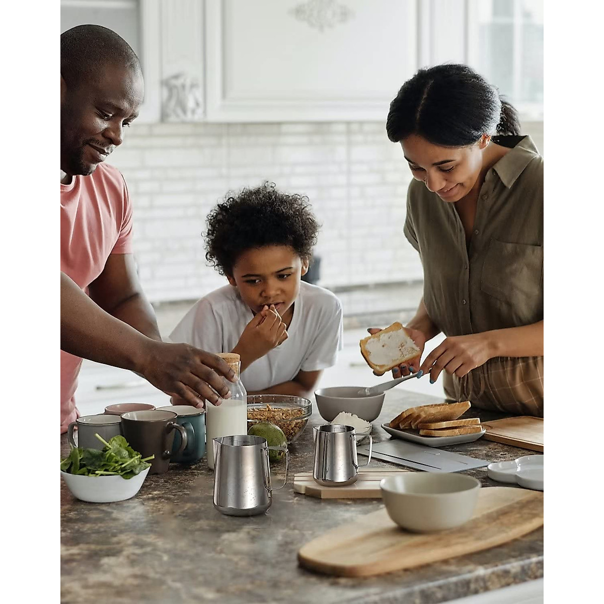 12 Ounces Stainless Steel Milk Frothing Pitcher, Measurements on Both Sides, Espresso Machine Accessories, Latte Art Cup with Insulated Handle, Creamer Pitcher for Single-Serve, No-drip or Spillage