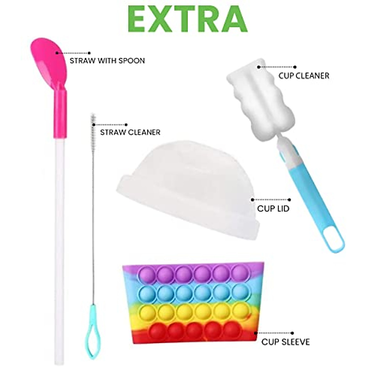 Pink Instant Slushie Cup,1 Pack Slushy Cup Maker Tiktok, Slush Squeeze Cup for Quick Diy with Straw Spoon, Cup Brush, Straw Brush, & Pop-It Cup Sleeve