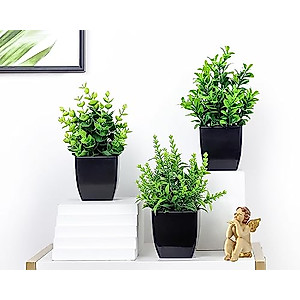 Der Rose Set of 4 Packs Small Fake Plants Mini Artificial Faux Plants Indoor for Bathroom Farmhouse Room Table Decor