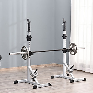 Soozier 2-Piece Pair Steel Height Adjustable Barbell Squat Rack and Bench Press 23" x 29.75" x 69.25"