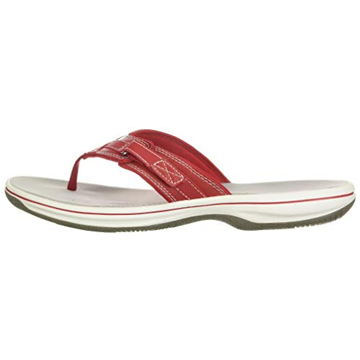 Clarks Women's Breeze Sea Flip-Flop, New Red Synthetic, 5