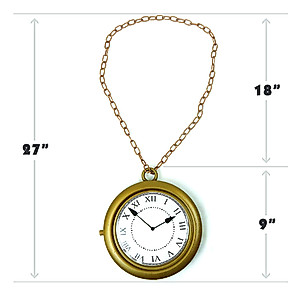Skeleteen Jumbo Gold Clock Necklace - White Rabbit Clock, Hip Hop Rapper Clock - 1 Piece