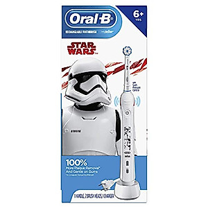 Oral-B Kids Electric Toothbrush with Replacement Brush Heads, Featuring Star Wars, for Kids 6+
