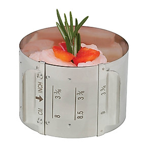 HIC Kitchen Adjustable Food Ring, Round, 18/8 Stainless Steel, Adjusts to 4 Different Sizes