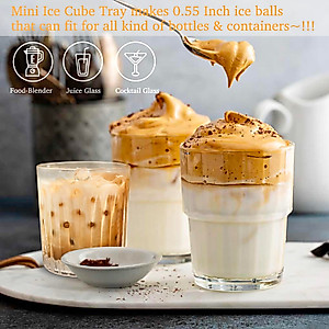 DZHJKIO Mini Ice Cube Trays for Freezer - 4 Pack Tiny Ice Cube Tray with Lid and Bin, 104x4 PCS Crushed Ice Trays Easy Release, Bpa-Free for Chilling Drinks Coffee Cocktail( Ice Bin & Ice Scoop)(blue)