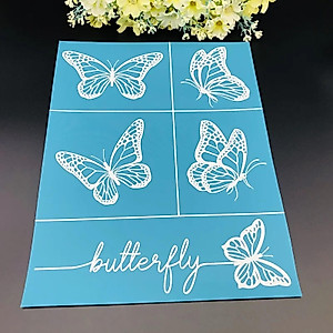 MANGOUSONG Screen Printing Kit,22x28cm Butterfly Mesh Screen Stencils Self-Adhesive Silk Screen Printing Stencil for Canvas Bag Transfer Print Washable