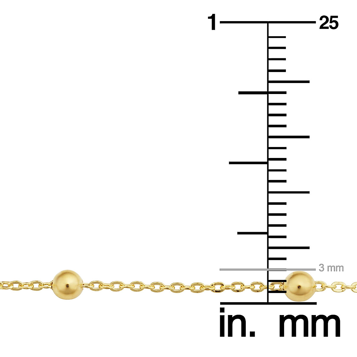 14k Yellow Gold Filled Ball Station Satellite Necklace for Women (3 mm, 16 inch)