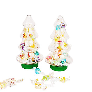 BinaryABC Christmas Tree Candy Jar,Xmas Tree Shape Cookie jars,Christmas Holiday Party Supplies,Christmas Plastic Fillable Ornaments,4Pcs