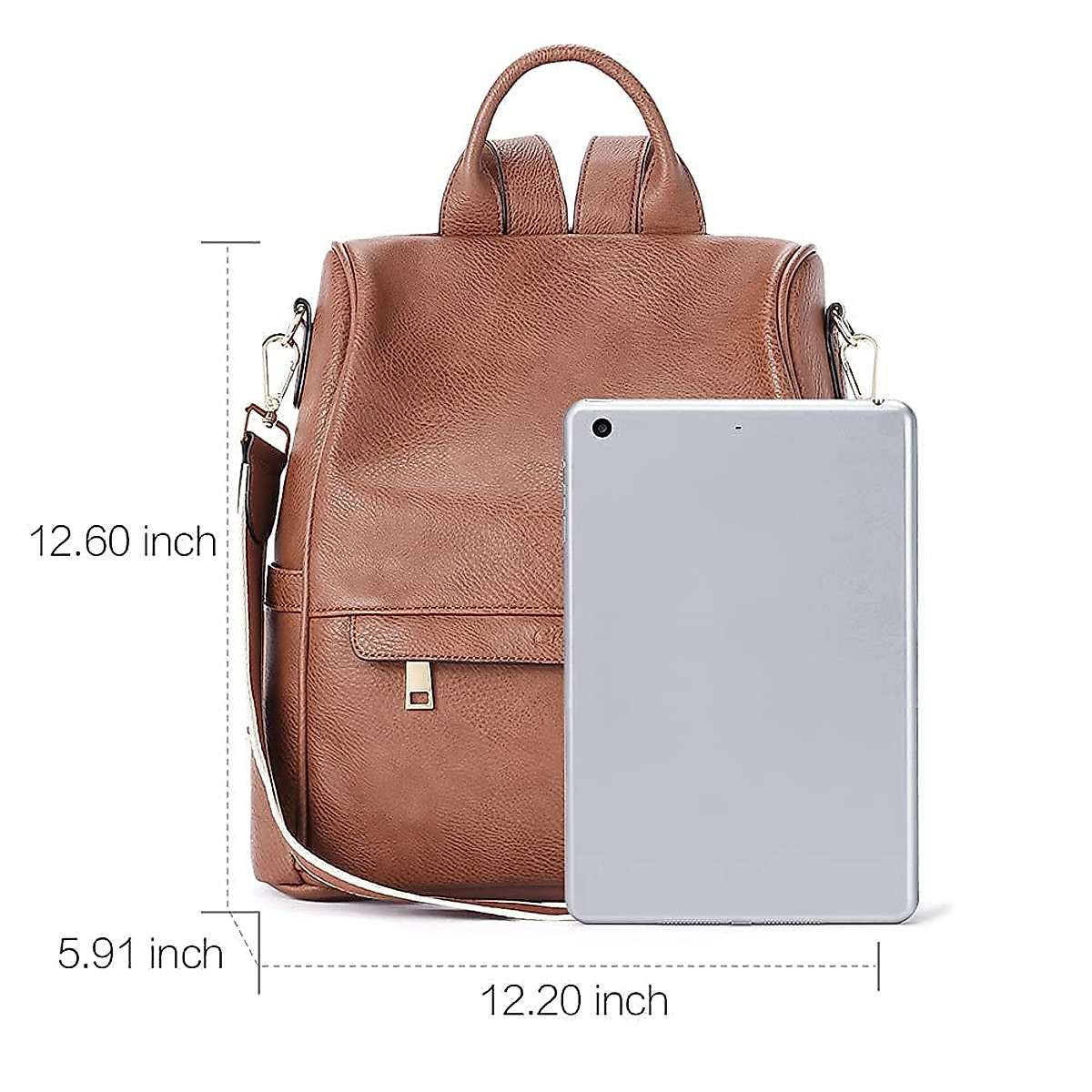 CLUCI Women Wallet Large Leather Zip Around Card Holder Travel Clutch Wristlet Two-toned Brown Bundles with Women Backpack Purse Leather Large Travel Bag Ladies Shoulder Bags Red-Brown