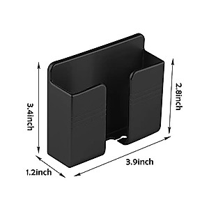 KEPEHE 4 Pcs Phone Holder Wall Mounted, Phone Stand with Data Cable Receiving Hole/Self Adhesive.Phone Holder for Shower/Charging.Compatible with iPhone and Android (Black)