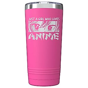 shop4ever ust A Girl Who Loves Anime Insulated Tumbler 20 oz. with Lid, Stainless Steel Cups Travel Coffee Mug Anime Fans Anime Lovers Birthday Gift (Pink)
