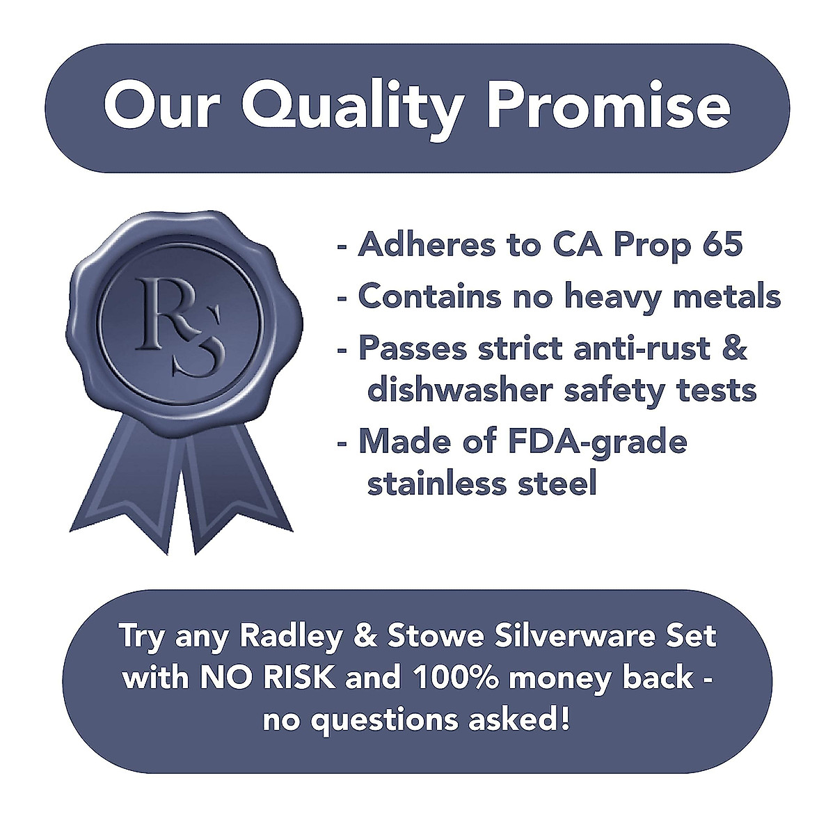 Radley & Stowe 60-Piece Flatware Durable Stainless Steel Silverware + 5-Piece Serving Set Bundle (Service for 12)