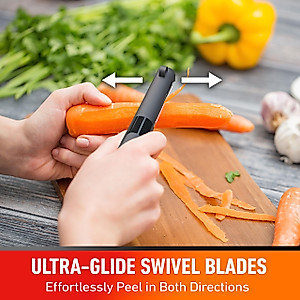 Mueller UltraGlide Swivel Vegetable Peeler for Kitchen with Ergonomic Non-Slip Handle - Fruit, Veggie, Apple, Cucumber, Potato Peelers, Stainless Steel