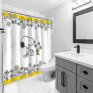 Jay Franco Peanuts Best Friend Flowers Shower Curtain & Easy Care Fabric Kids Bath Curtain Features Snoopy & Woodstock (Official Peanuts Product)