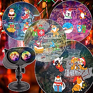Christmas Outdoor Reflectors Nativity Projector Light Ocean Wave Projector 2in1 3D LED 18 HD Slides Window Wonderland Projector House Xmas Indoor Holiday Party Projection Lights All Seasons