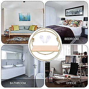 Cabilock 1pc Shelf Book Wood Sculpture Holder Rack Durable Metal Wire Vase Art Golden Wall-Mounted Wrought Room Bathroom Entryway Home Style Round Living Storage Rustic Plant Key Mounted