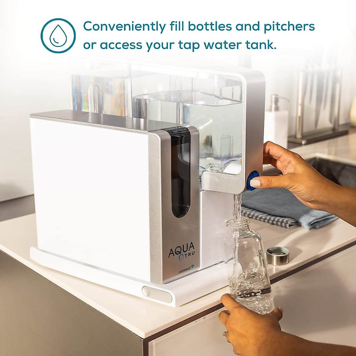 AquaTru Countertop Sliding Tray for AquaTru Classic and Connect Water Purifiers - Saves Space by Sliding Under Cupboards