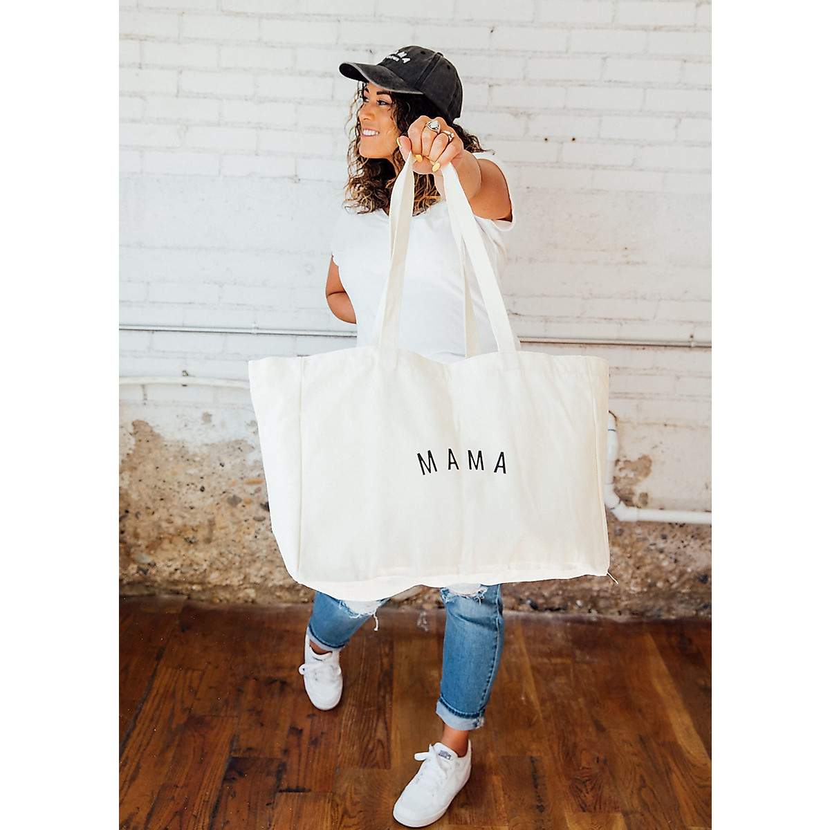 Sunflower Motherhood Mom Hospital Bag | Mama Canvas Tote Bag With Six Pocket Organization | Cute Tote Bags For Baby Shower Gifts For Mom | Mommy Bag for Hospital or Diaper Bag