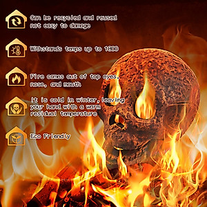 12 Pieces Fire Pit Skull Imitated Human Skull Gas Log for Indoor or Outdoor Fireplaces Ceramic Fireproof Fire Pit Skull Log Skull Shaped Halloween Decor for Fireplaces Fire Pits Campfire