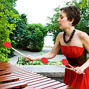 Marimba Mallets, Uspacific 1 Pair Medium Hard Yarn With Beech Handle Medium Hard for Percussion Marimba Playing