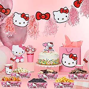 Kitty Birthday Party Supplies for Girls, 24pcs Kitty Birthday Decorations Paper Food Trays, Kitty Party Favors Movie Snack Trays Hot Dog Popcorn