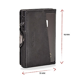 DONBOLSO Wallet Flip I Slim Wallet with Flip Case I Leather Purse with RFID Protection I Card Holder for Up to 10 Cards I Mini Wallet for Men and Ladies I Without Coin Pocket I Vintage Black