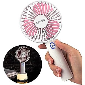 OCUBE Mini Handheld Fan,Small Personal Portable Hand Held Fan with 7 Color LED Light Base,Operated USB Rechargeable Desk Fan,3 Speeds Electric Lash Fan for Makeup (Pink)