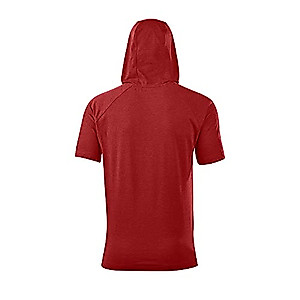 EvoShield mens Short Sleeve Hooded Sweatshirt, Grey/Scarlet, X-Large US