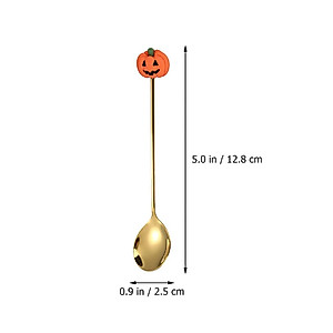 Spoons 6pcs Halloween Spoons Pumpkin Witch Hat Ghost Spoons Dessert Spoon Coffee Spoon Ice Cream Spoon Tea Spoon Mixing Spoons for Halloween Home Party Golden Serving Utensils