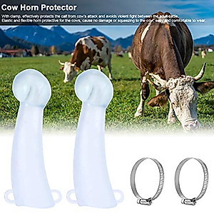 POCREATION Cow Horn Protector, Silicone Calf Cattle Bull Cow Horn Round Cornered Anti Fight Protector Farm Accessory with Clamp