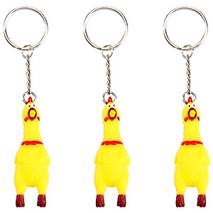 3 Pack Screaming Chicken Keychain, Mini Rubber Squeeze Screaming Chicken Toy Pendant Keychain for Bags Keys