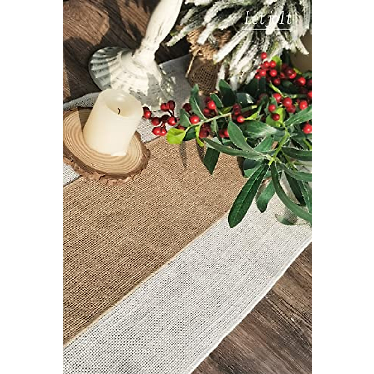 Letjolt Burlap Table Runner Farmhouse Table Runner Jute Table Runner Rustic Table Decor Jute Woven Fabric, Light Colour Edge 12x48 Inches