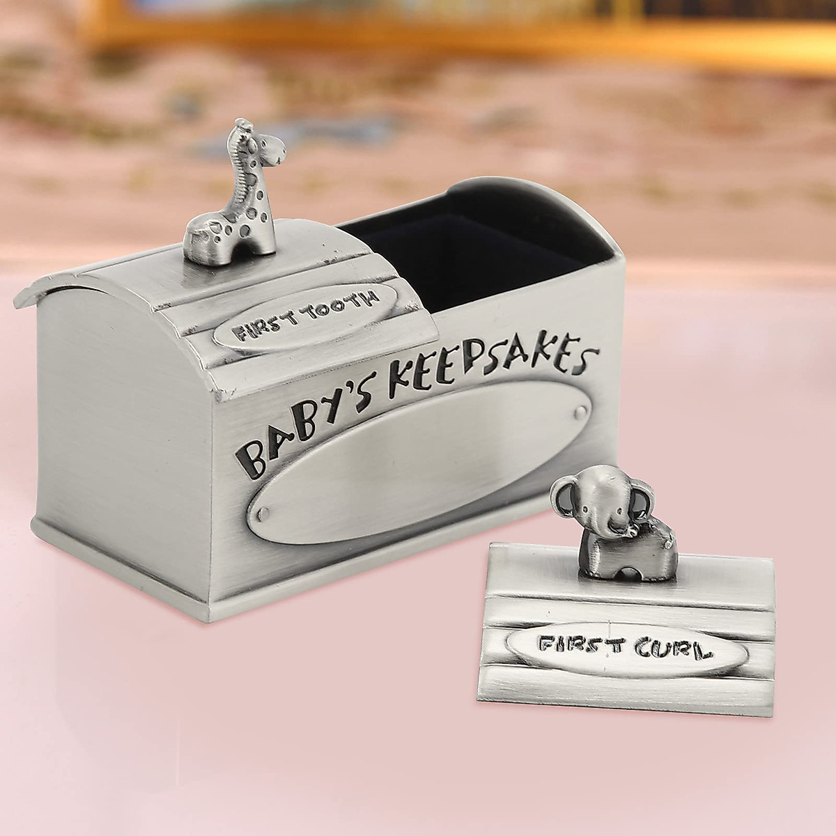 Pssopp Fetal Hair Box Metal High-End Keepsake Tooth and Box European Baby Collection Box for Kids Children Gifts(Ancient tin)