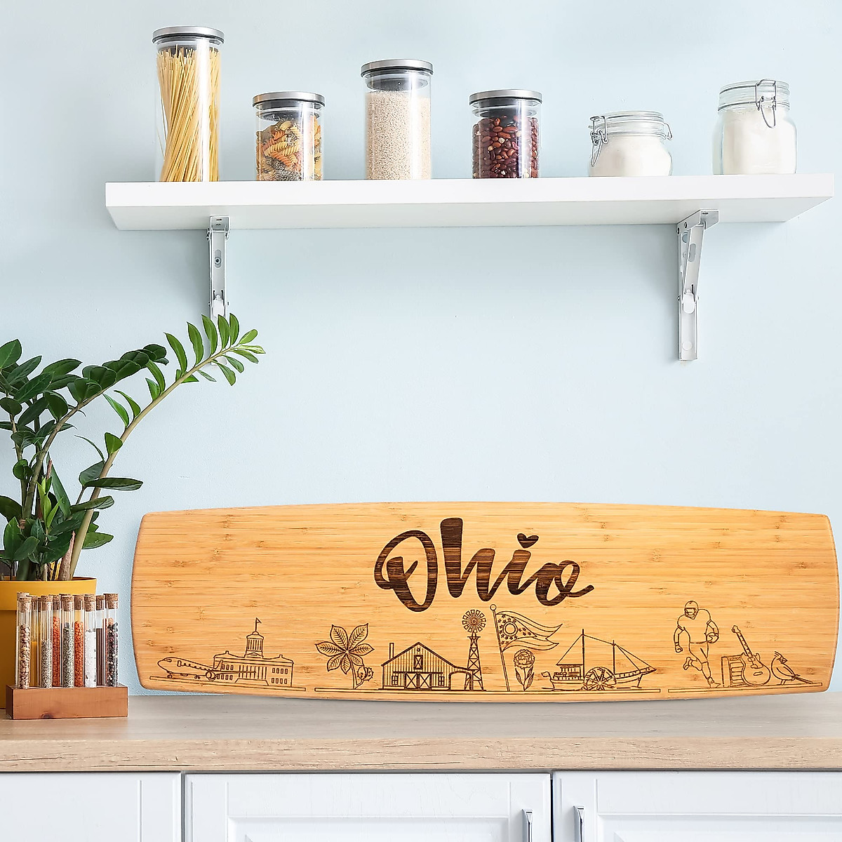 Totally Bamboo Ohio Extra-Large Charcuterie Board and Cheese Plate with Engraved Artwork, 30" x 8.5"