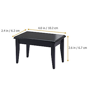 Black Chairs 5Pcs Miniature Table and Chairs, Mini Dining Table Set for 4, Doll House Black Wooden Table Chairs Miniature Furniture and Accessories Furniture